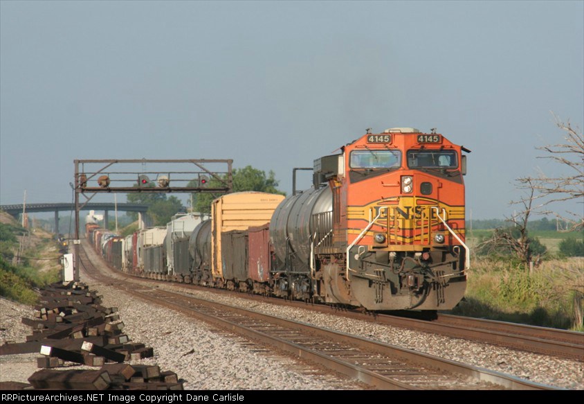BNSF 4145 is used today as a DPU on a EB manifest.
